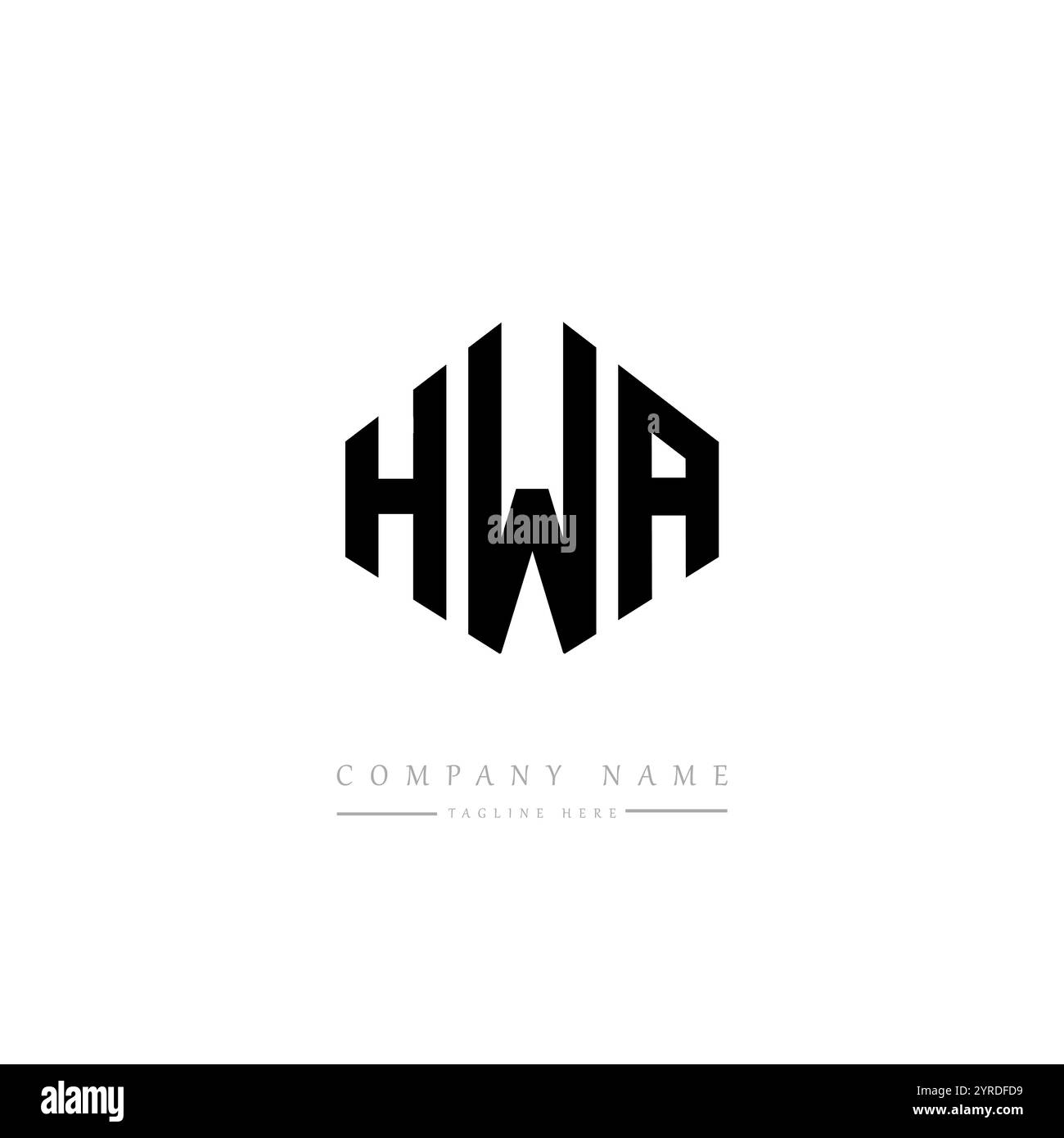 HWA letter logo design with polygon shape. HWA polygon and cube shape ...