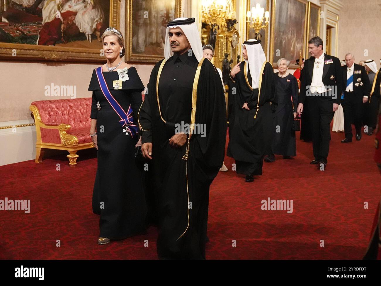 The Duchess of Edinburgh and H.E. Mr. Saad bin Sherida Al Kaabi make their way along the East ...