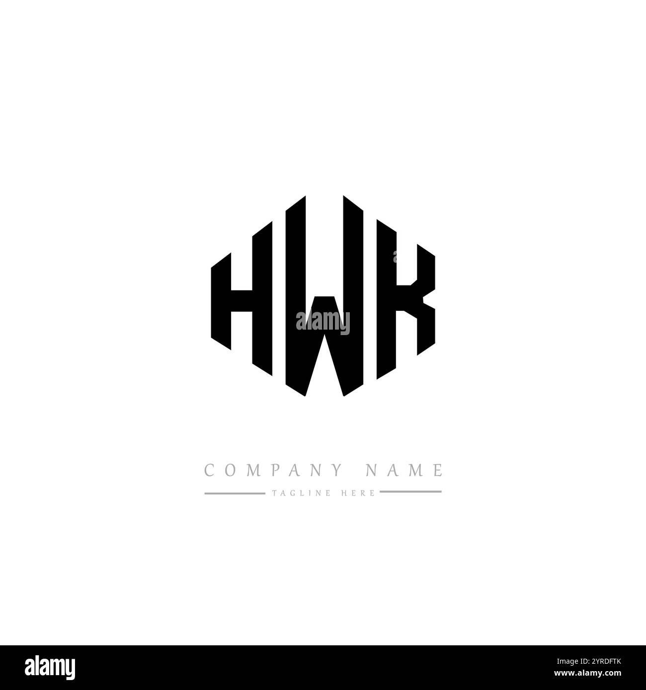 HWK letter logo design with polygon shape. HWK polygon and cube shape ...