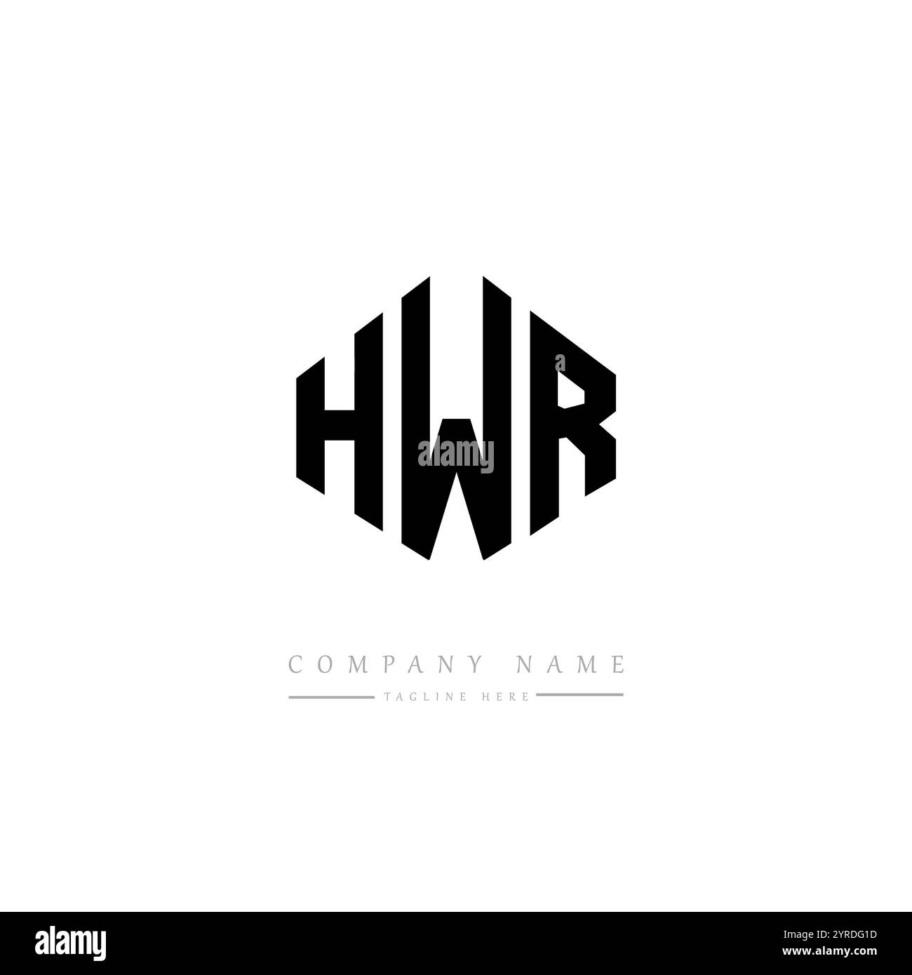 HWR letter logo design with polygon shape. HWR polygon and cube shape ...