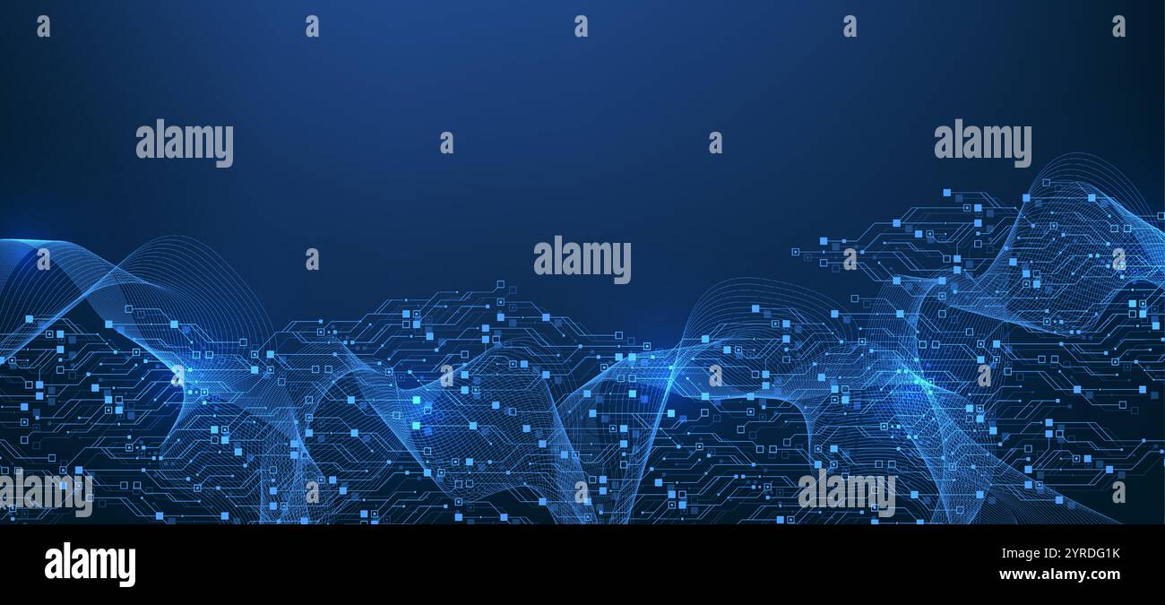 Artificial Intelligence with circuit electric line style. Digital ...