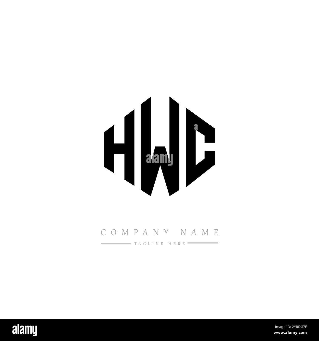 HWC letter logo design with polygon shape. HWC polygon and cube shape ...