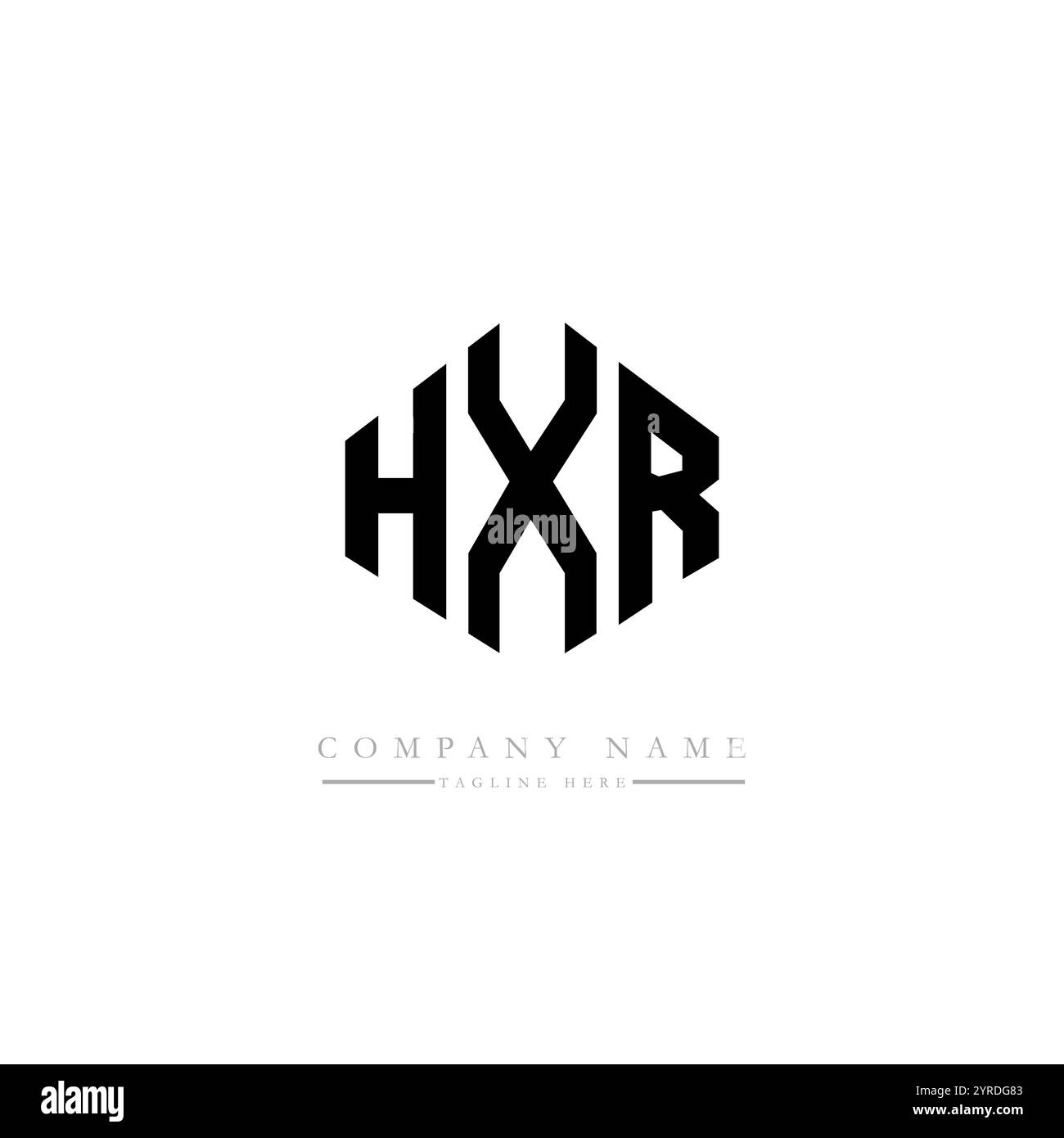 HXR letter logo design with polygon shape. HXR polygon and cube shape ...
