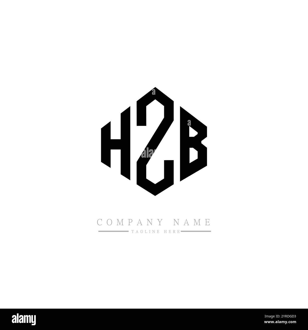 HZB letter logo design with polygon shape. HZB polygon and cube shape ...