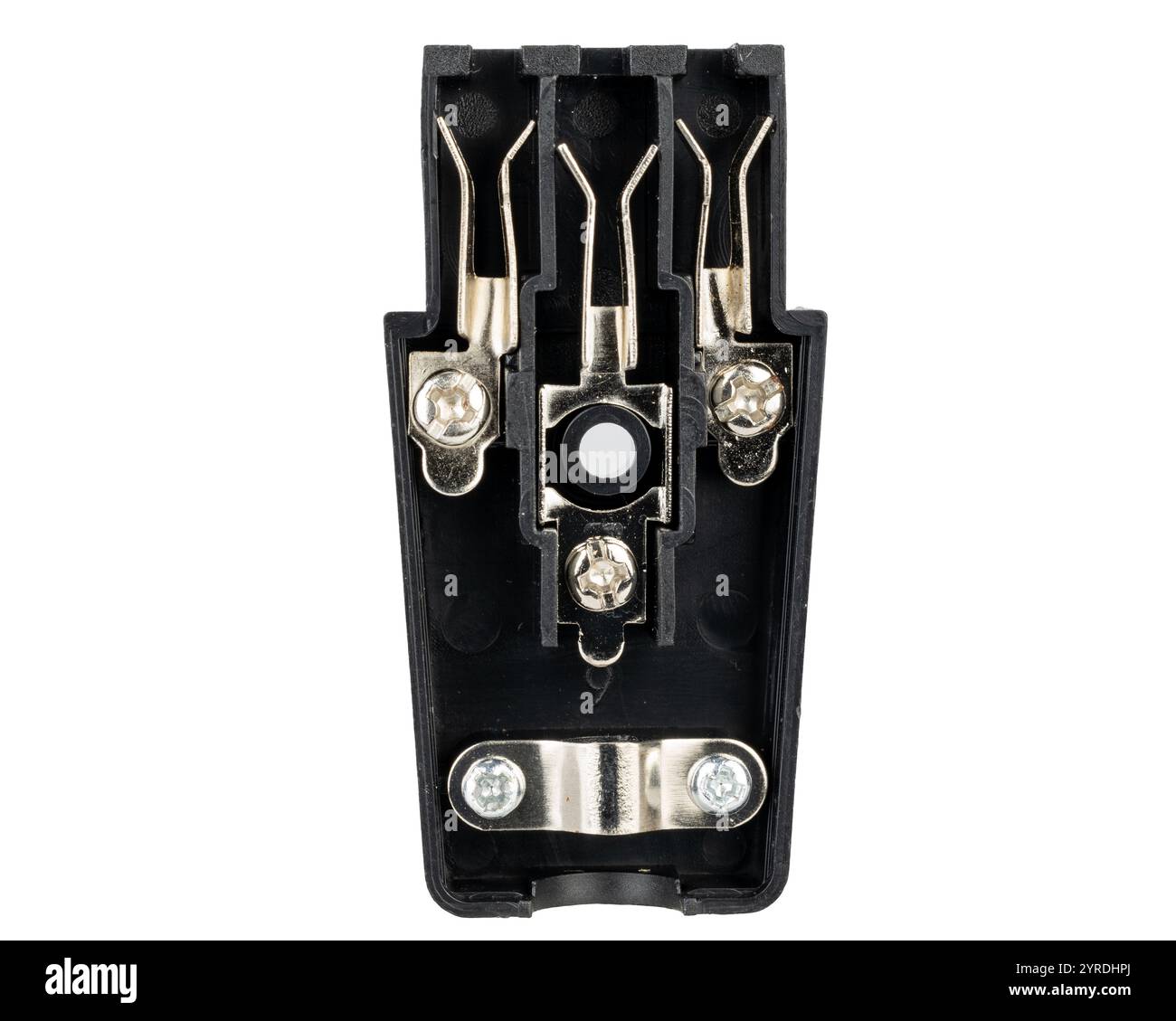 Front Internal View of C13 Power Plug with Metal Contacts Stock Photo ...