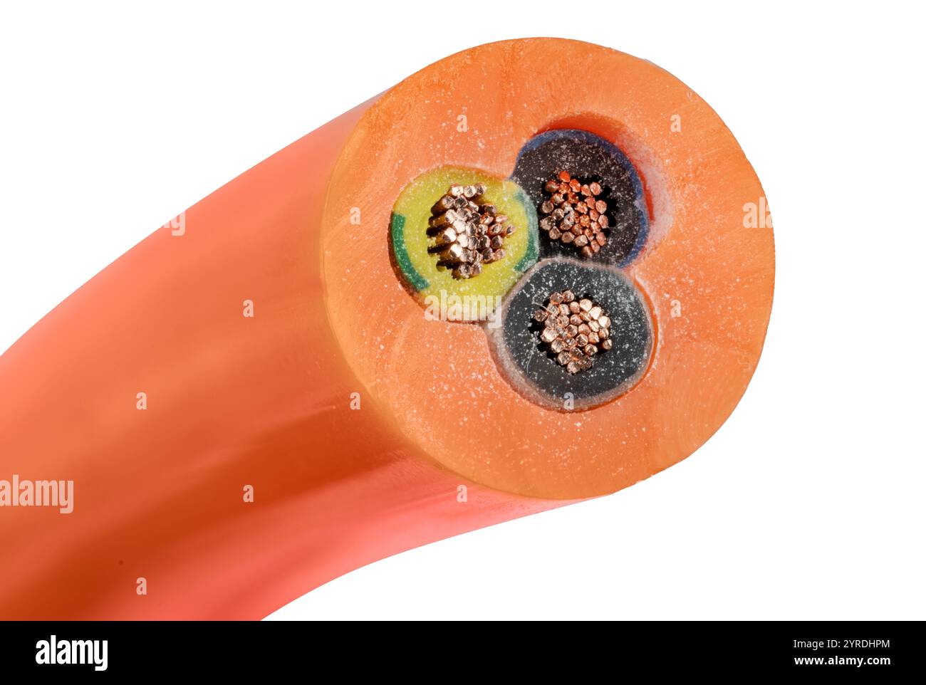 Cross Section of Orange Power Cable Stock Photo - Alamy