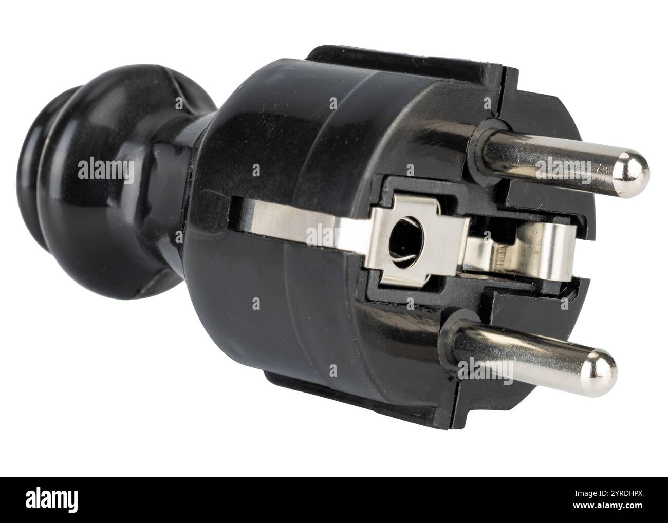 Black Electrical Plug with Metal Prongs Stock Photo - Alamy