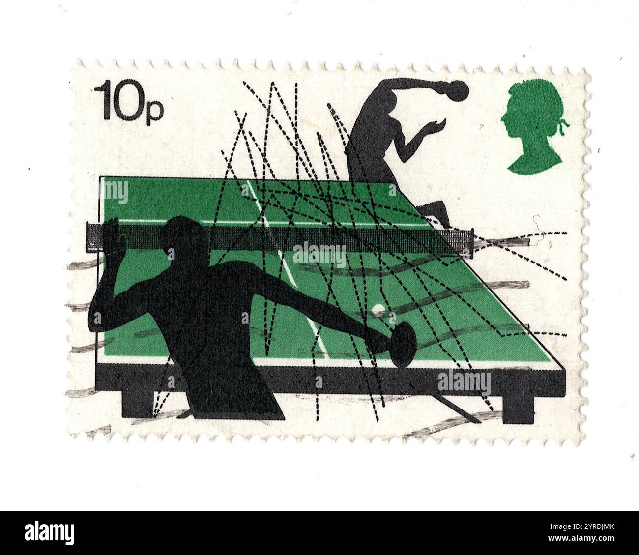 A vintage postage stamp from Great Britain featuring table tennis Stock ...