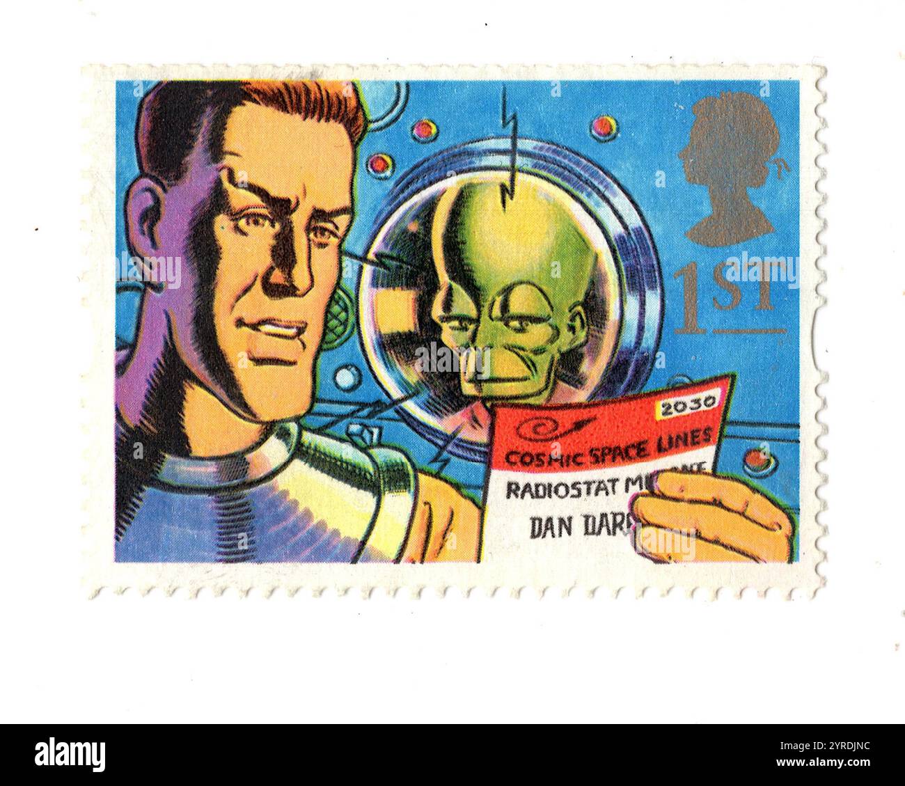 A vintage postage stamp from Great Britain featuring Dan Dare Stock ...