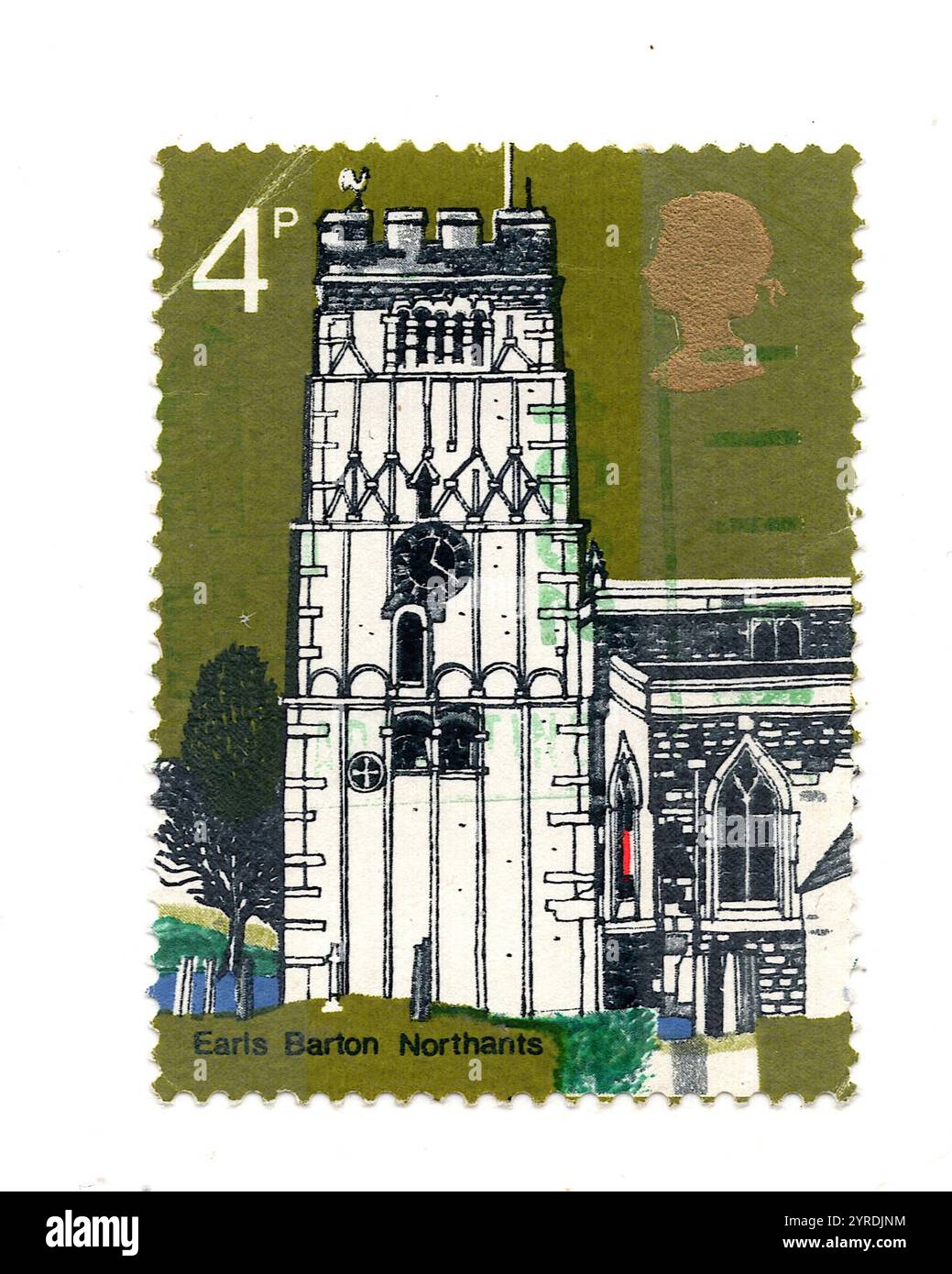 A vintage village church postage stamp from Great Britain featuring All ...