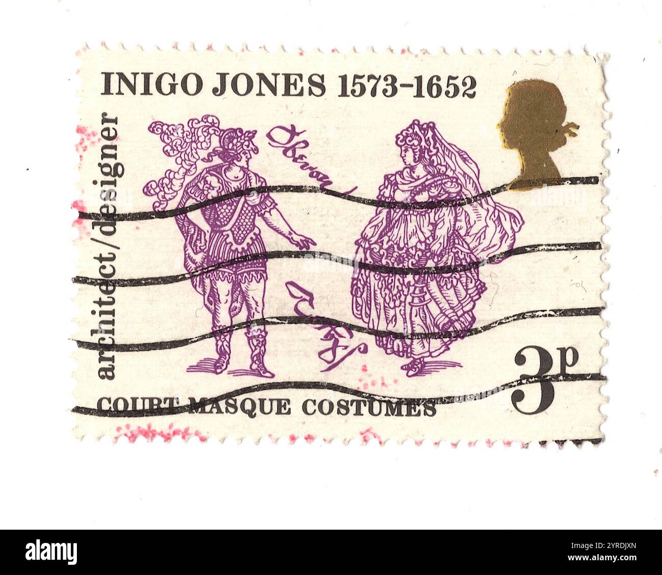A vintage Inigo Jones postage stamp from Great Britain featuring Court ...