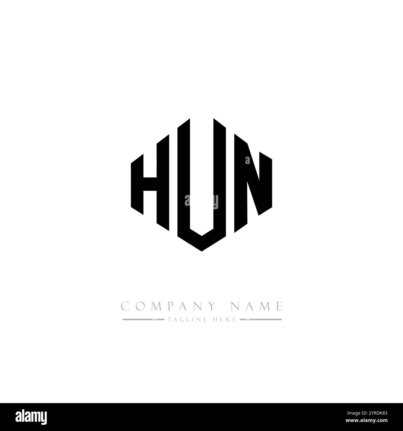 HUN letter logo design with polygon shape. HUN polygon and cube shape logo design. HUN hexagon ...