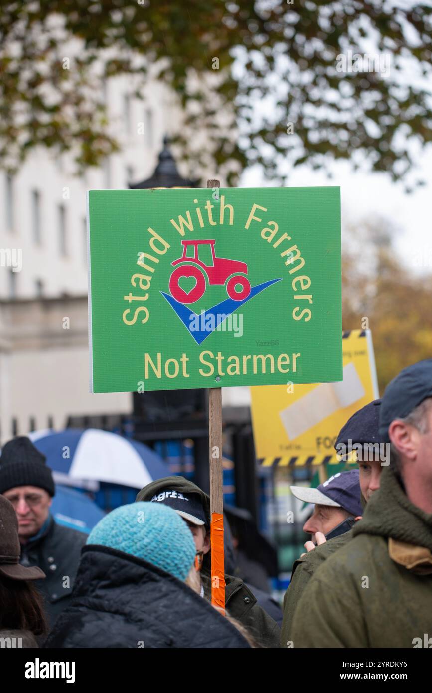 London, UK. 19th Nov 2024. Protest sign at the London Farming Rally in ...