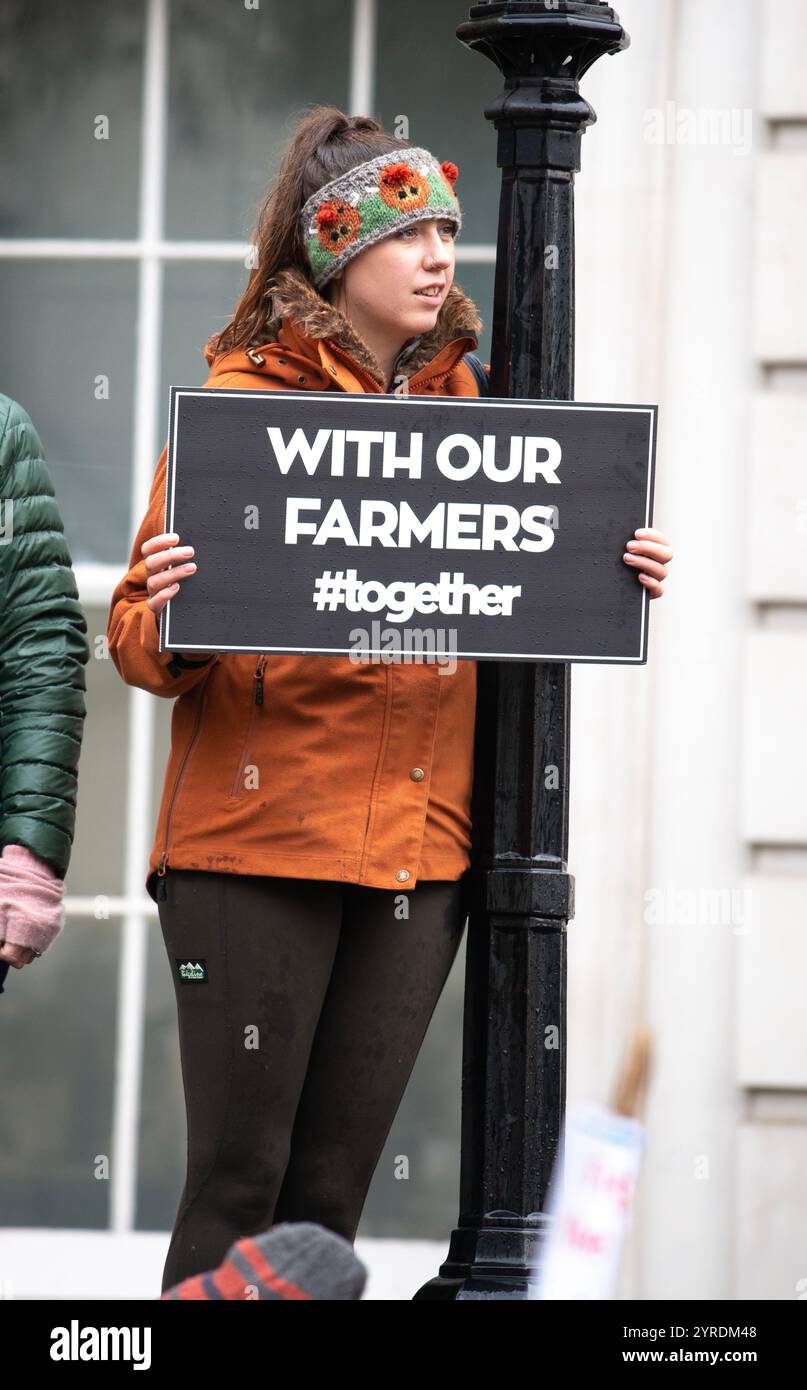 London, UK. 19th Nov 2024. Protester with sign at the London Farming ...