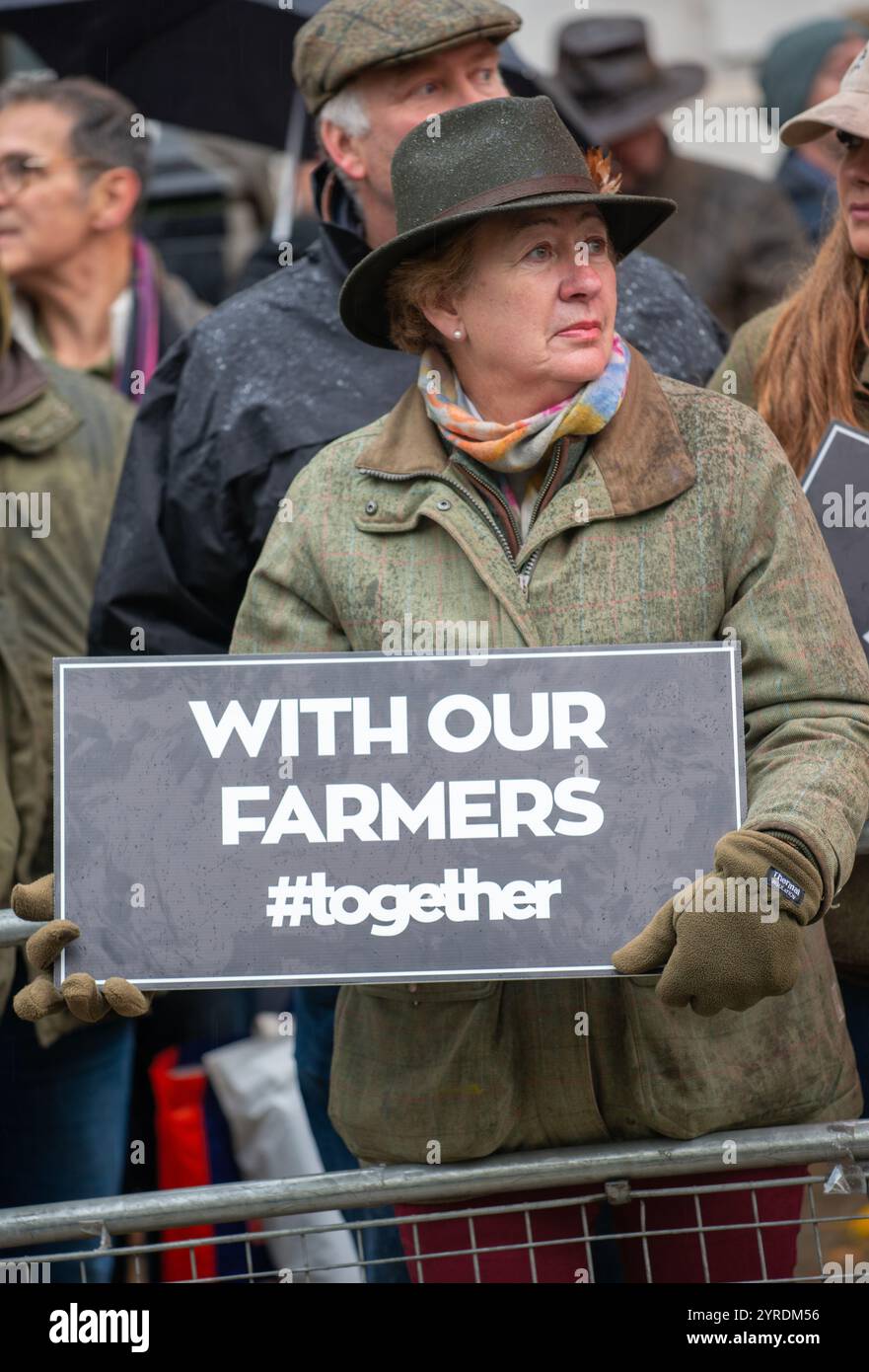 London, UK. 19th Nov 2024. Protester with sign at the London Farming ...