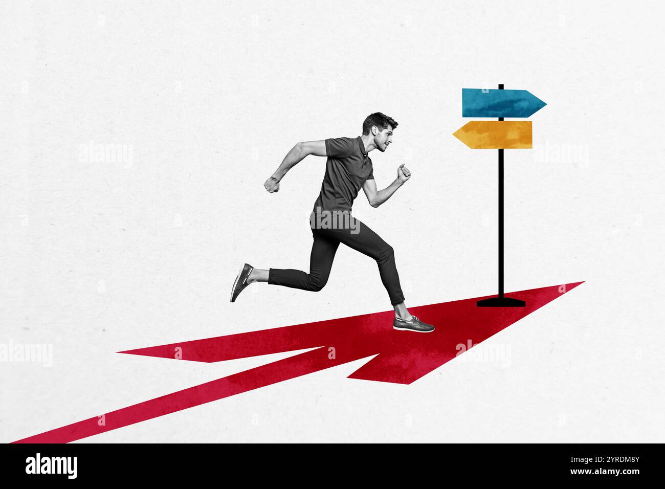 3D photo collage trend sketch template artwork of young man target goal ...