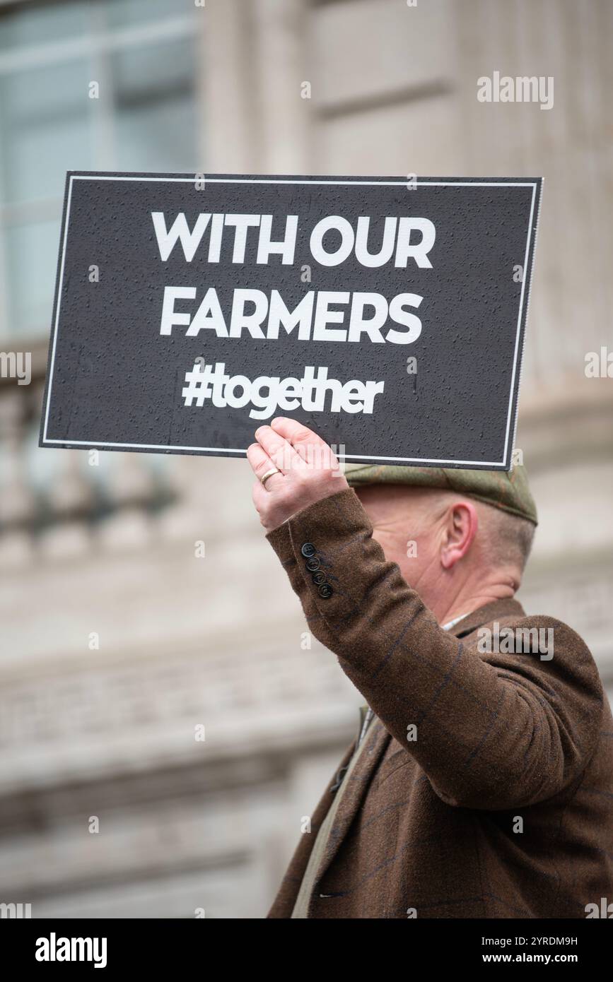 London, UK. 19th Nov 2024. Protester with sign at the London Farming ...
