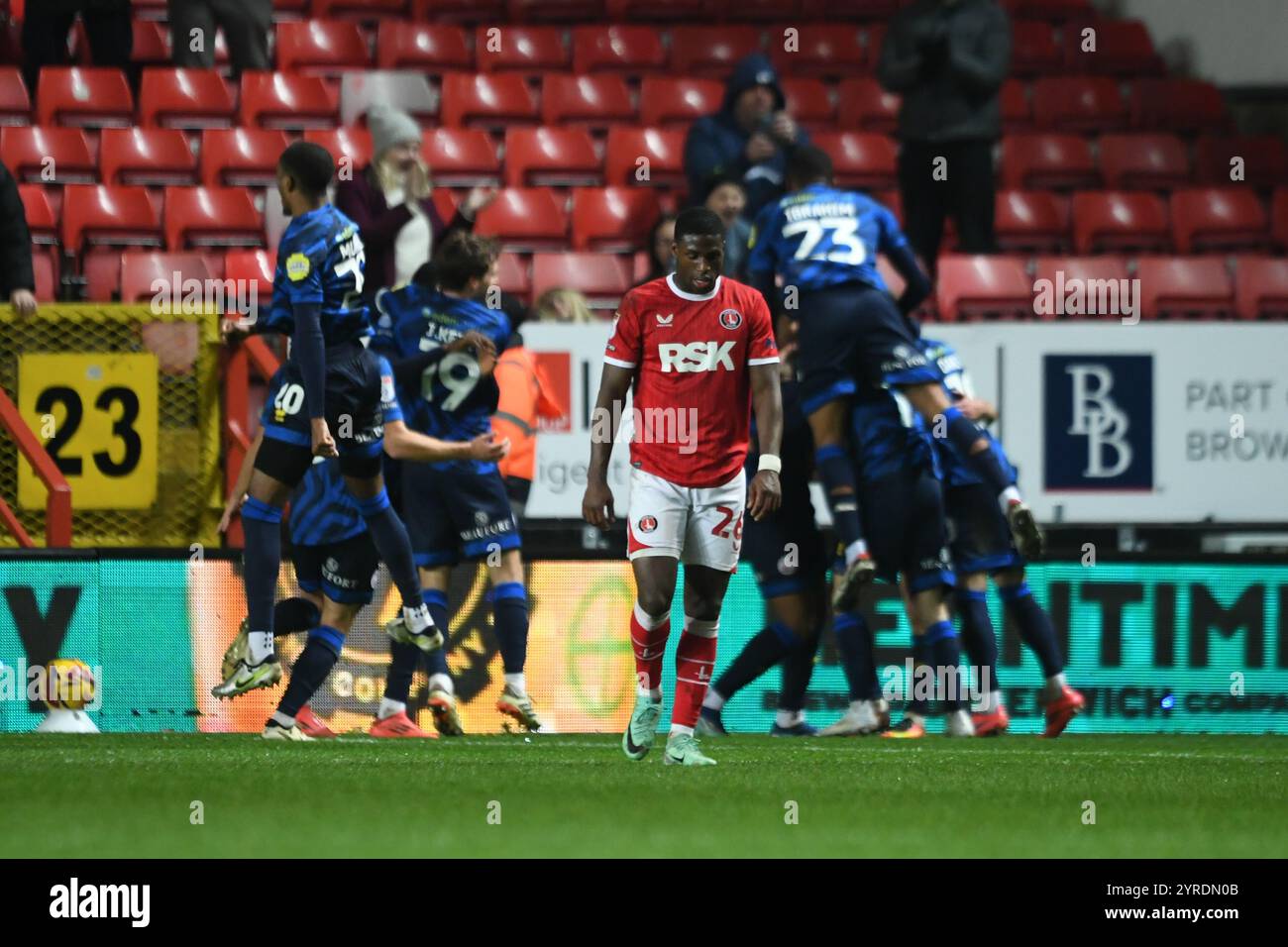 London, England. 3rd Dec 2024. Thierry Small reacts as Crawley Town ...