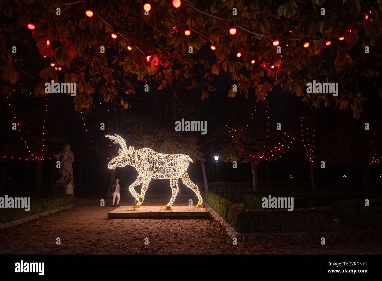 Madrid, Spain. 02nd Dec, 2024. A man walks near a large illuminated ...