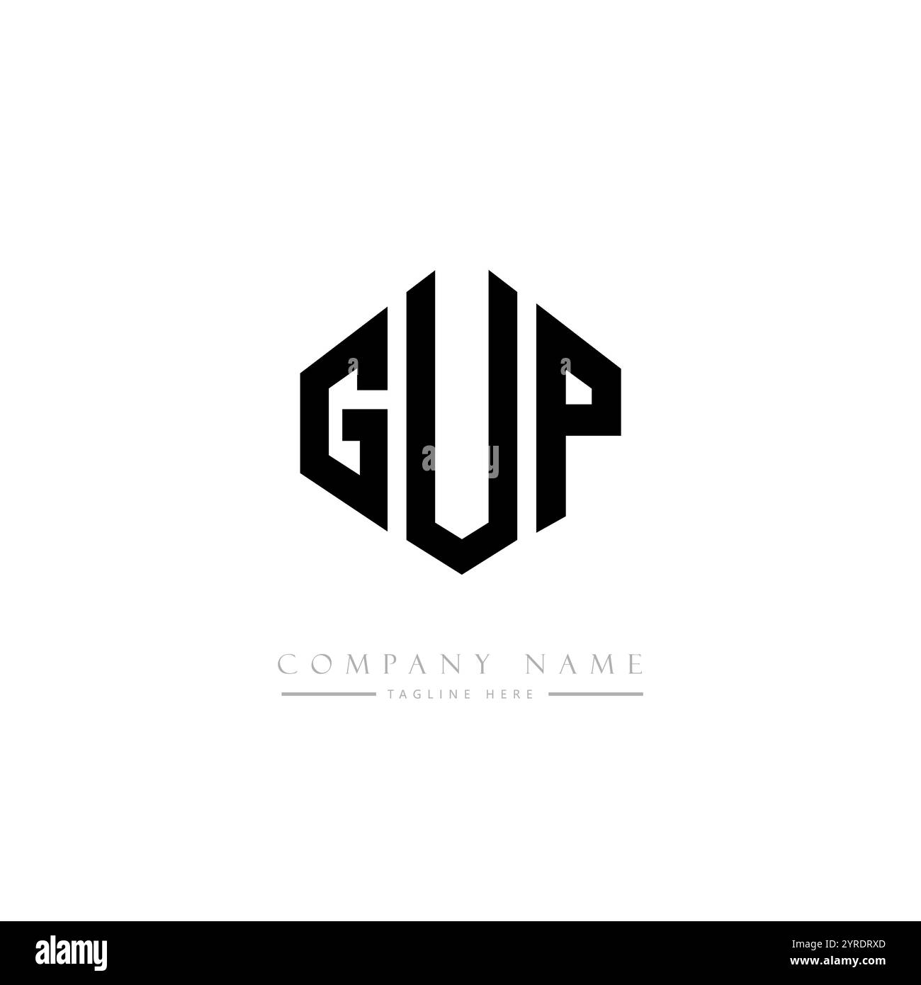 GUP letter logo design with polygon shape. GUP polygon and cube shape ...