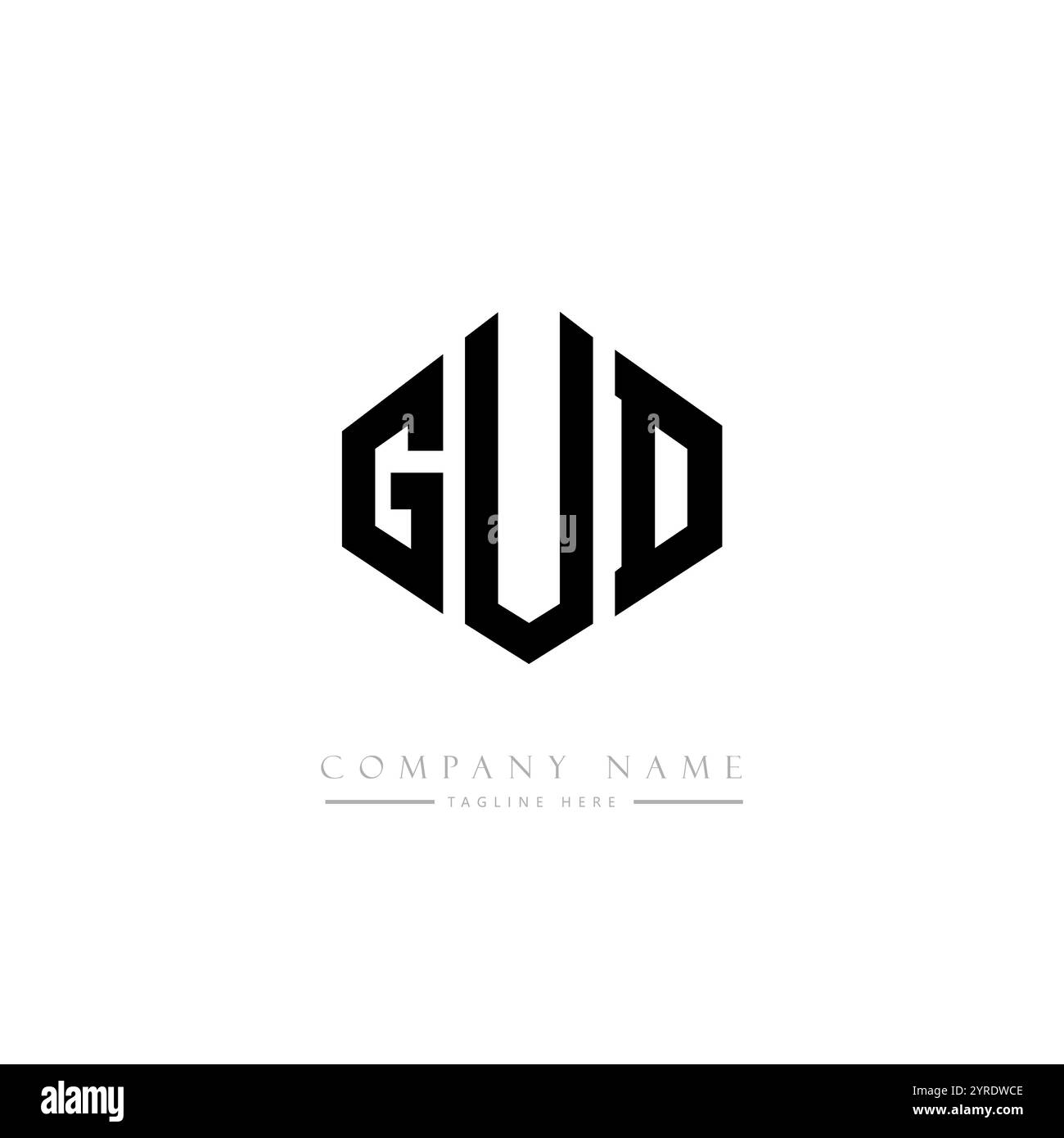 GUD letter logo design with polygon shape. GUD polygon and cube shape ...