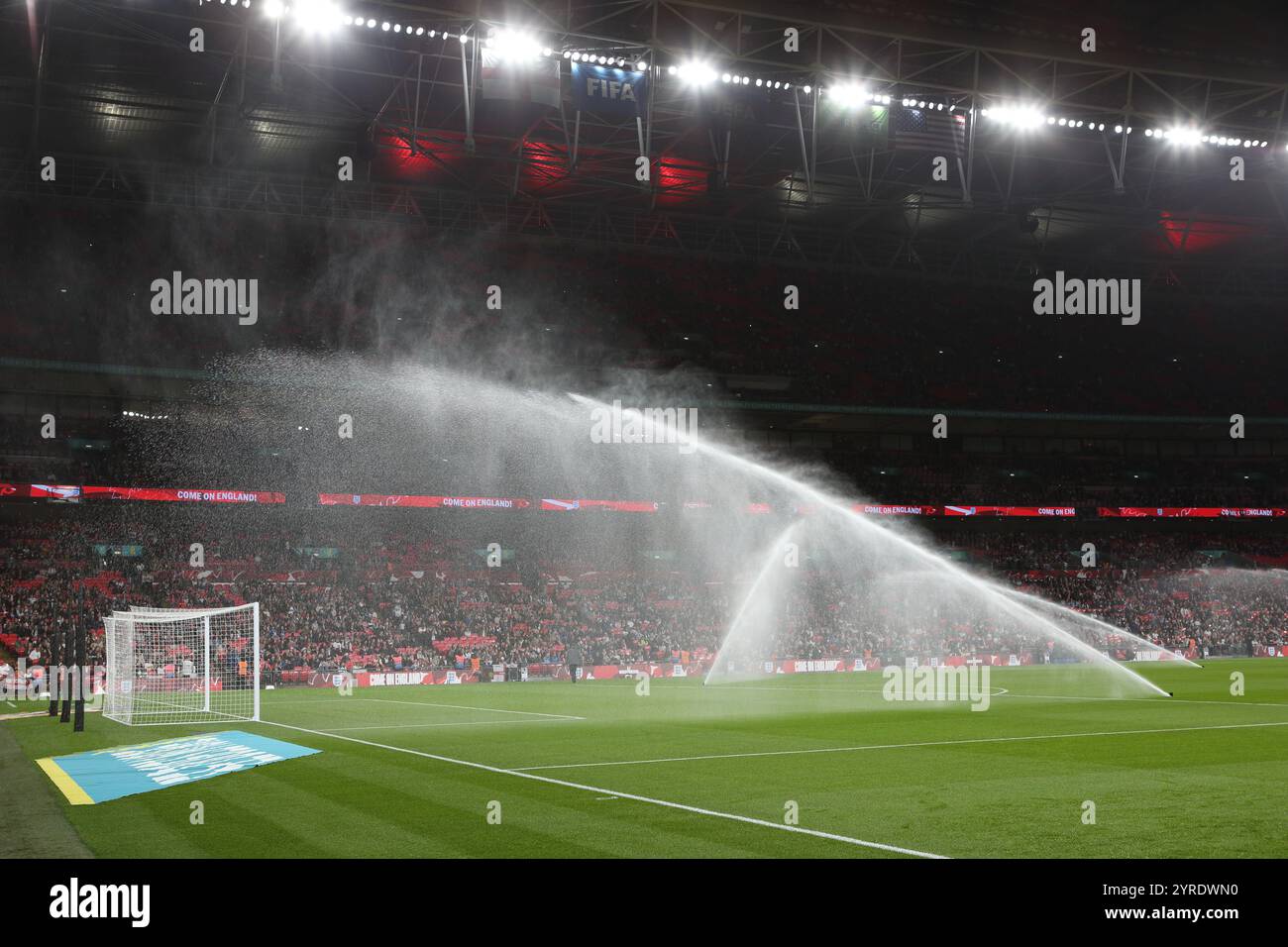 Sprinklers water the pitch England v USA Wembley Stadium London ...