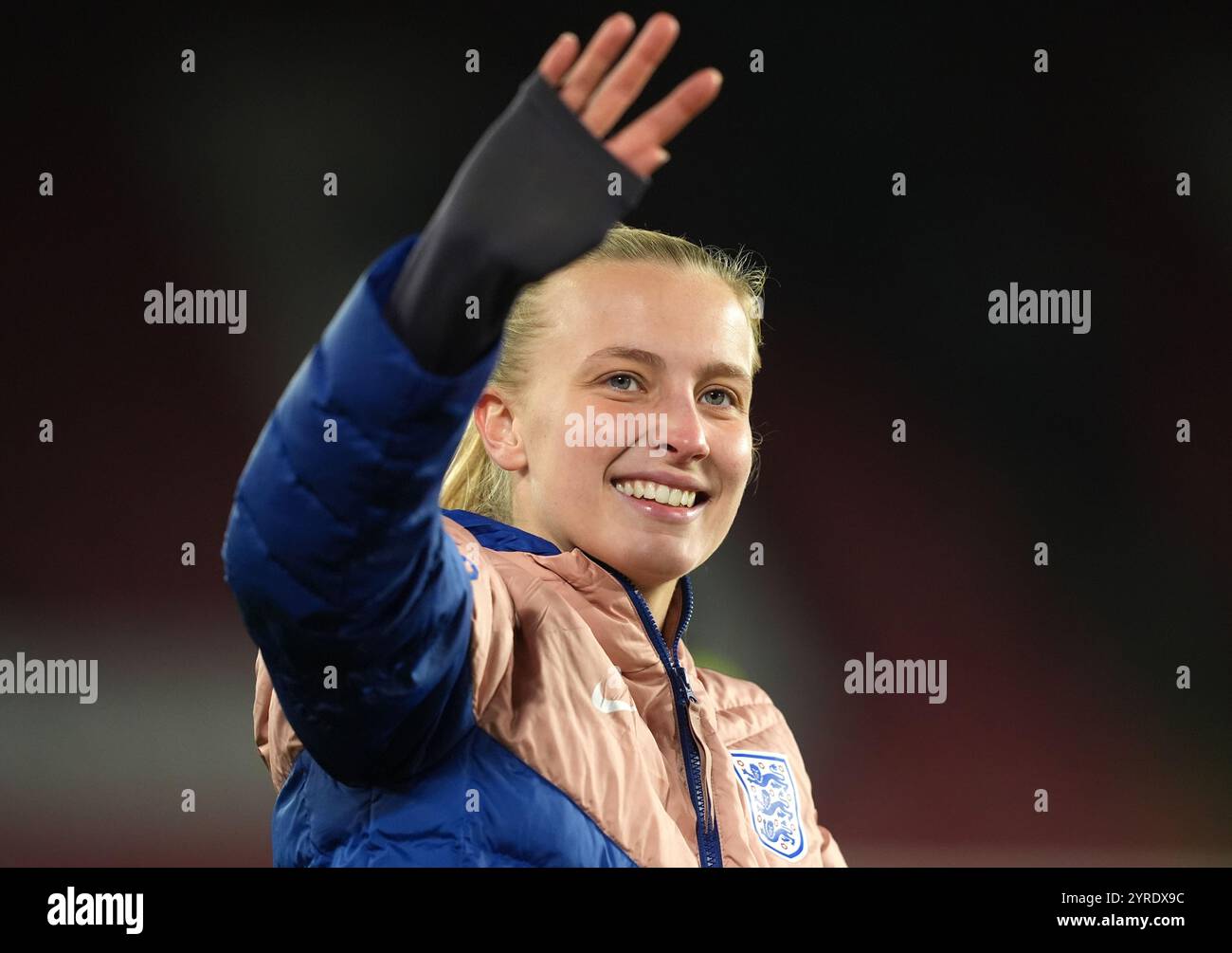 England's Aggie Beever-Jones salutes the fans following the ...