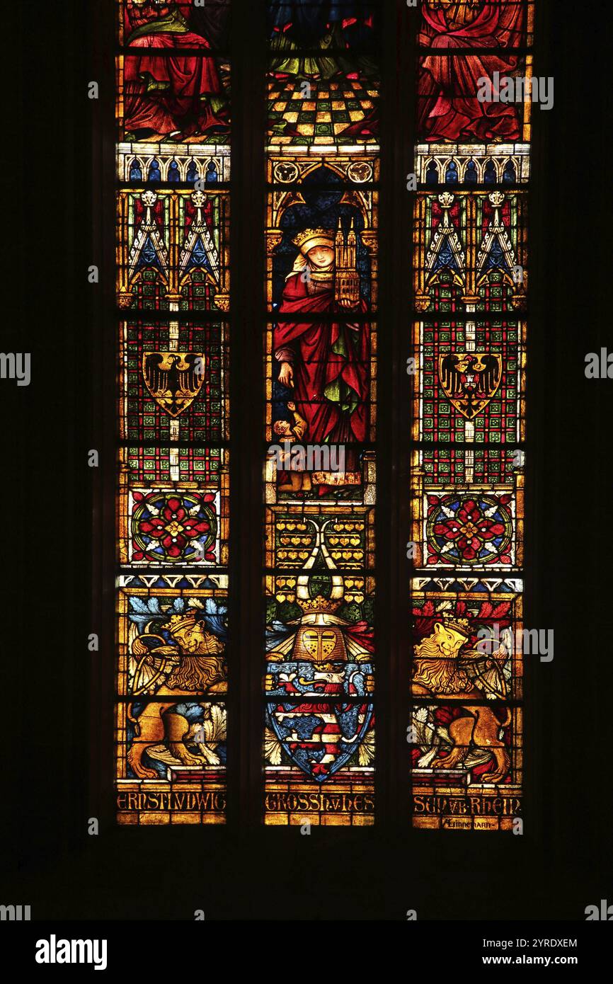 Colourful stained glass window by Alexander Linnemann 1900 with St ...