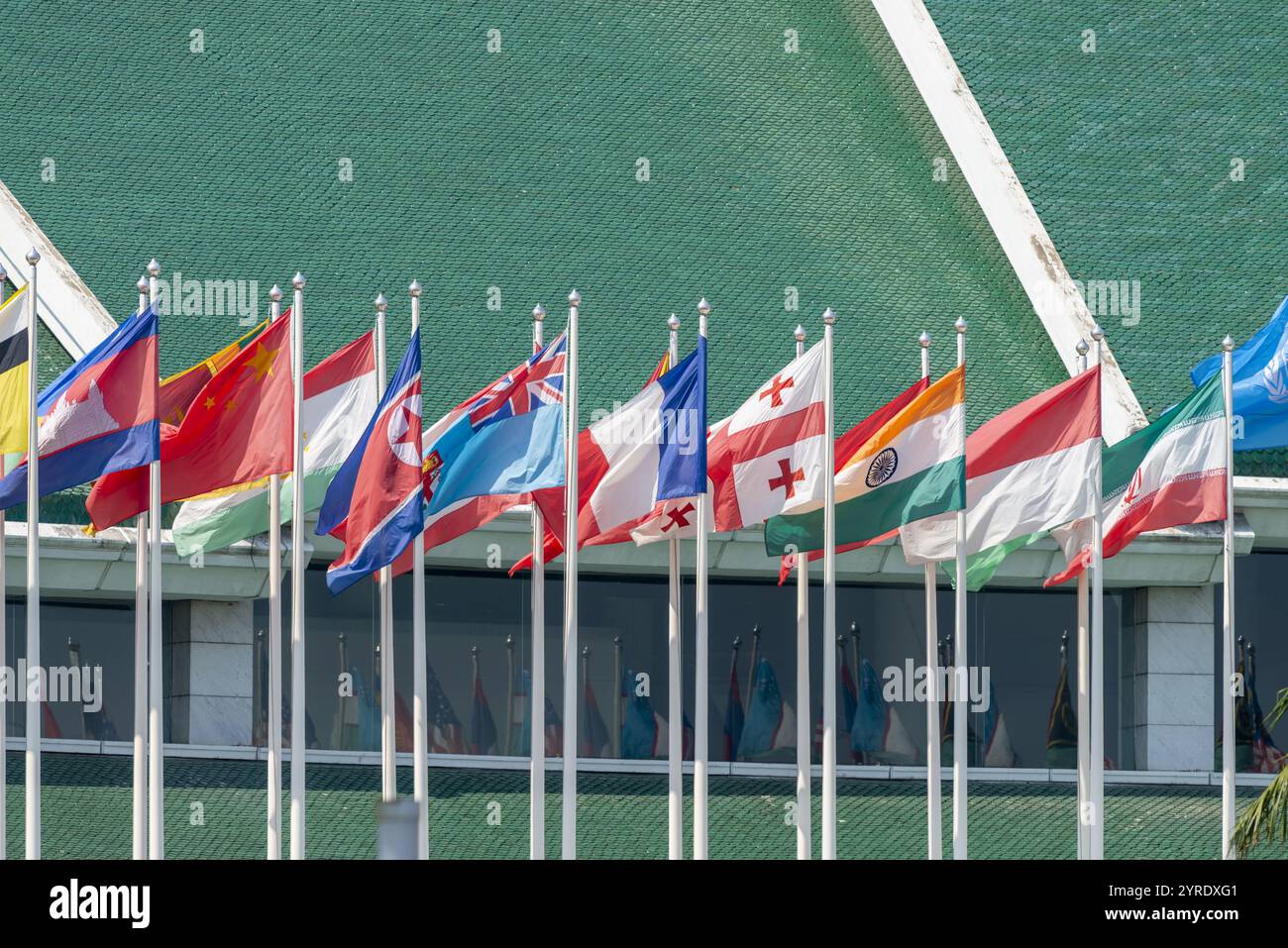 Many flags in front of the United Nations Conference Centre, Bangkok ...