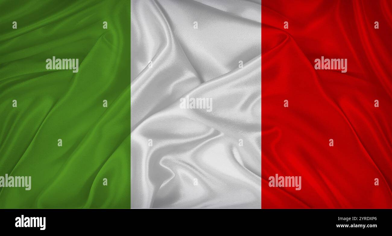 Close up of flag of Italy with cloth texture. Realistic Italy flag ...