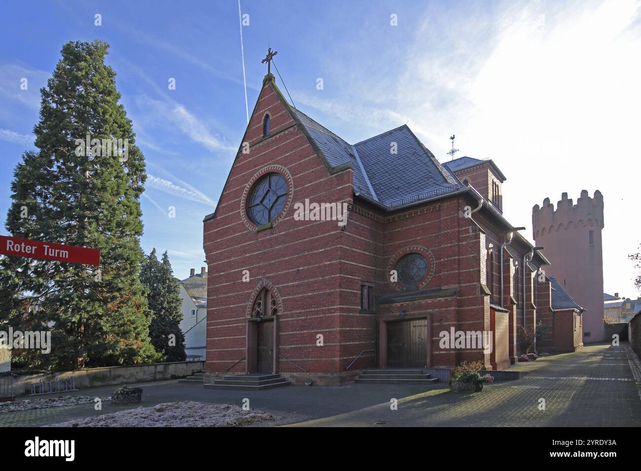 St Mary's Church built in 1882 and the Red Tower built in the 14th ...