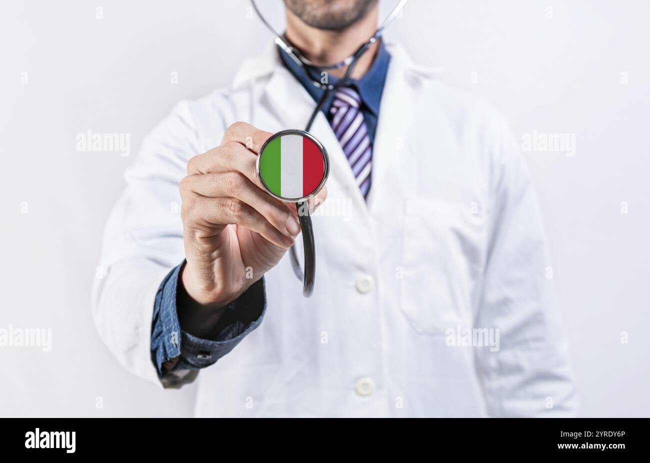 Italy Healthcare System, doctor holding stethoscope. Italy health and ...