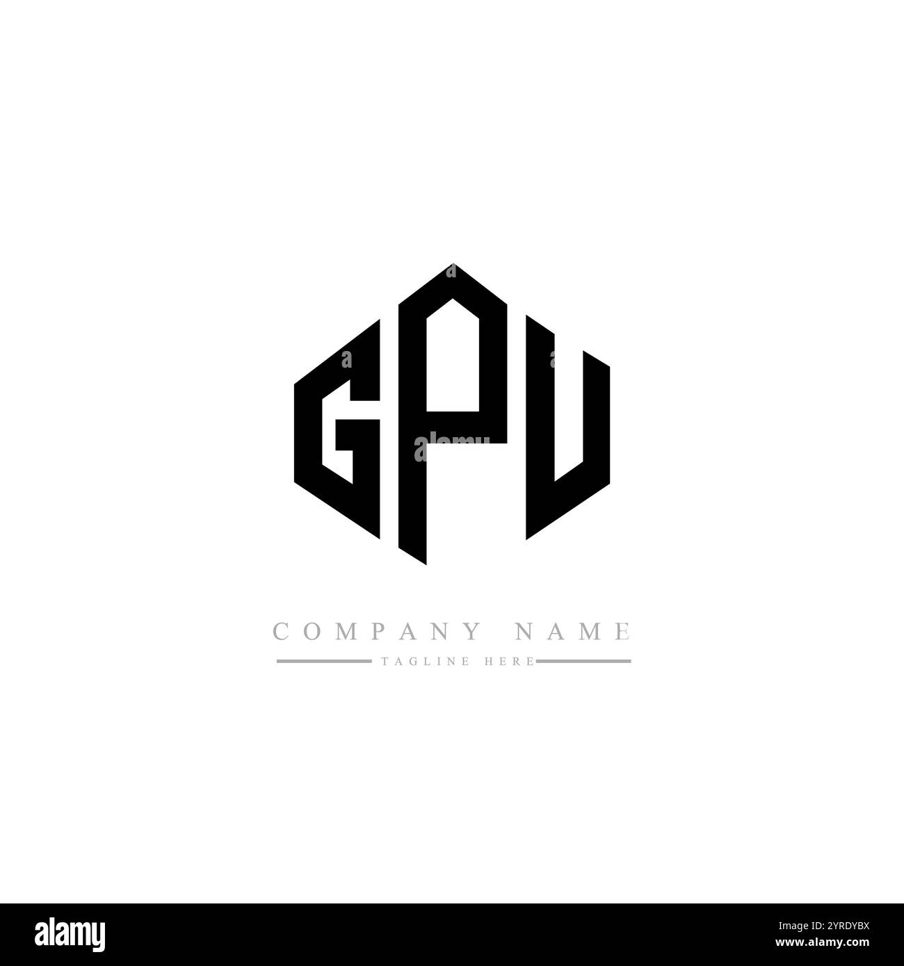 GPU letter logo design with polygon shape. GPU polygon and cube shape ...