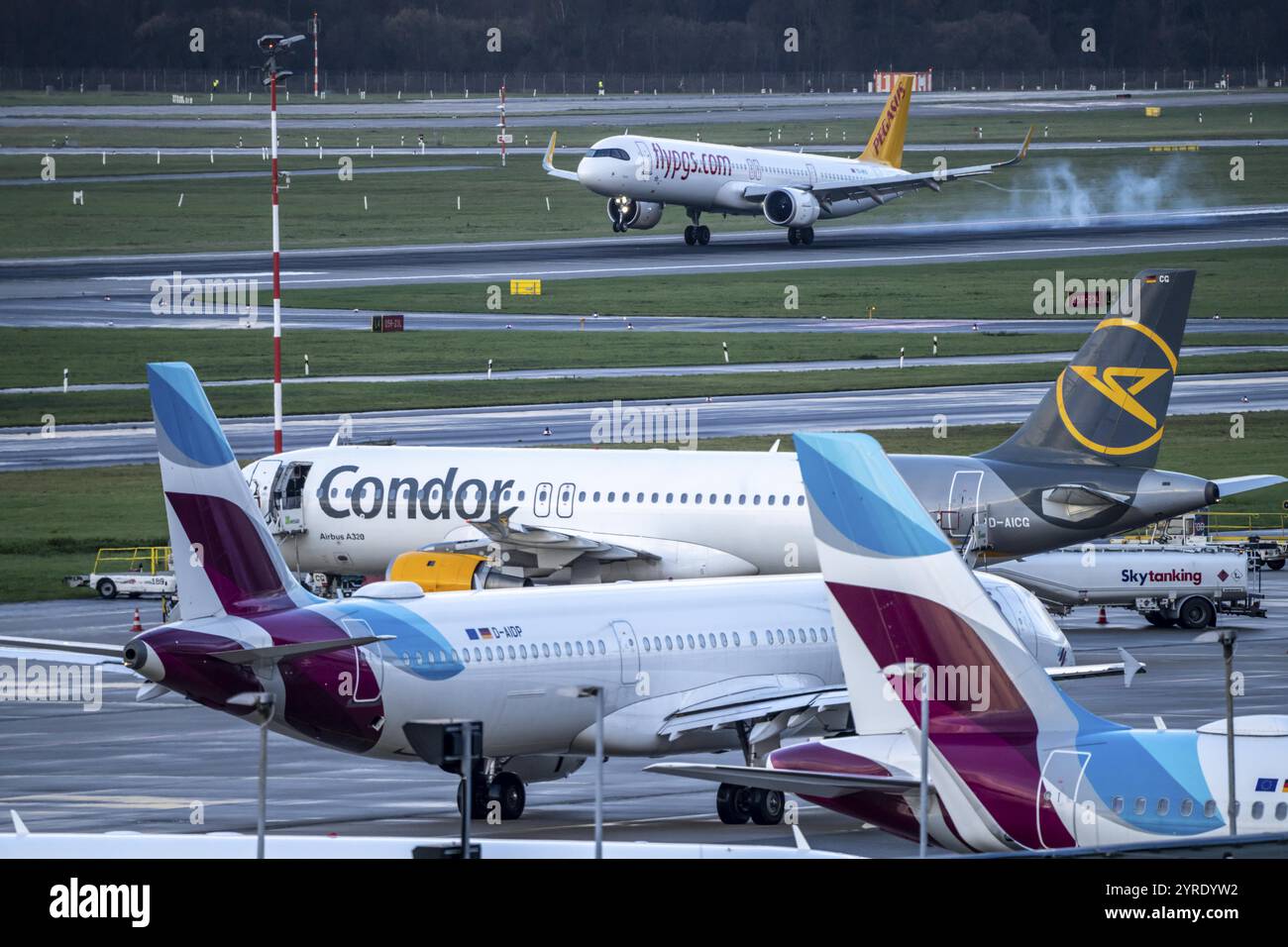 Duesseldorf Airport, Eurowings, Condor aircraft on the apron, Air ...
