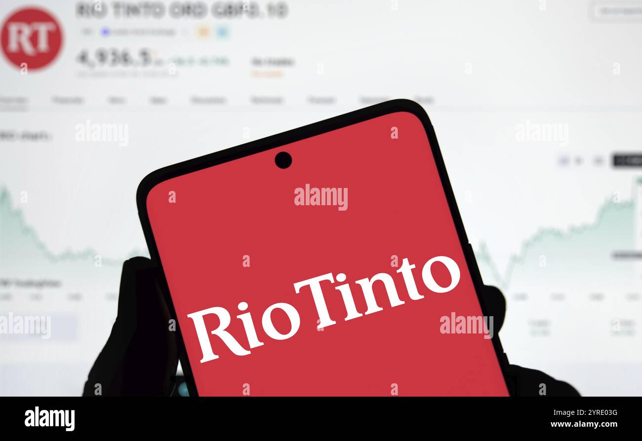 Dhaka, Bangladesh- 2 Dec 2024: Rio Tinto logo is displayed on ...