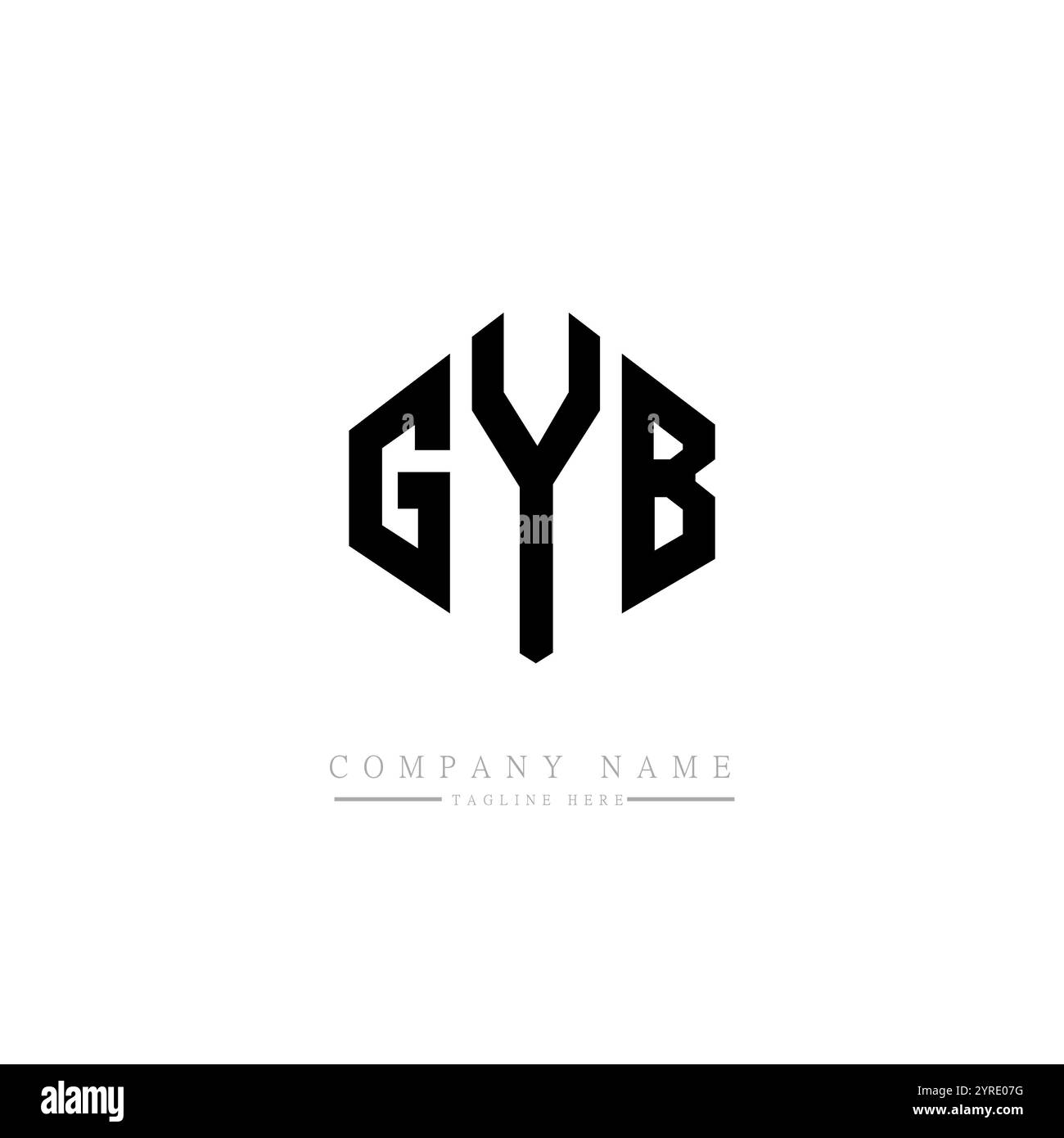 GYB letter logo design with polygon shape. GYB polygon and cube shape logo design. GYB hexagon ...