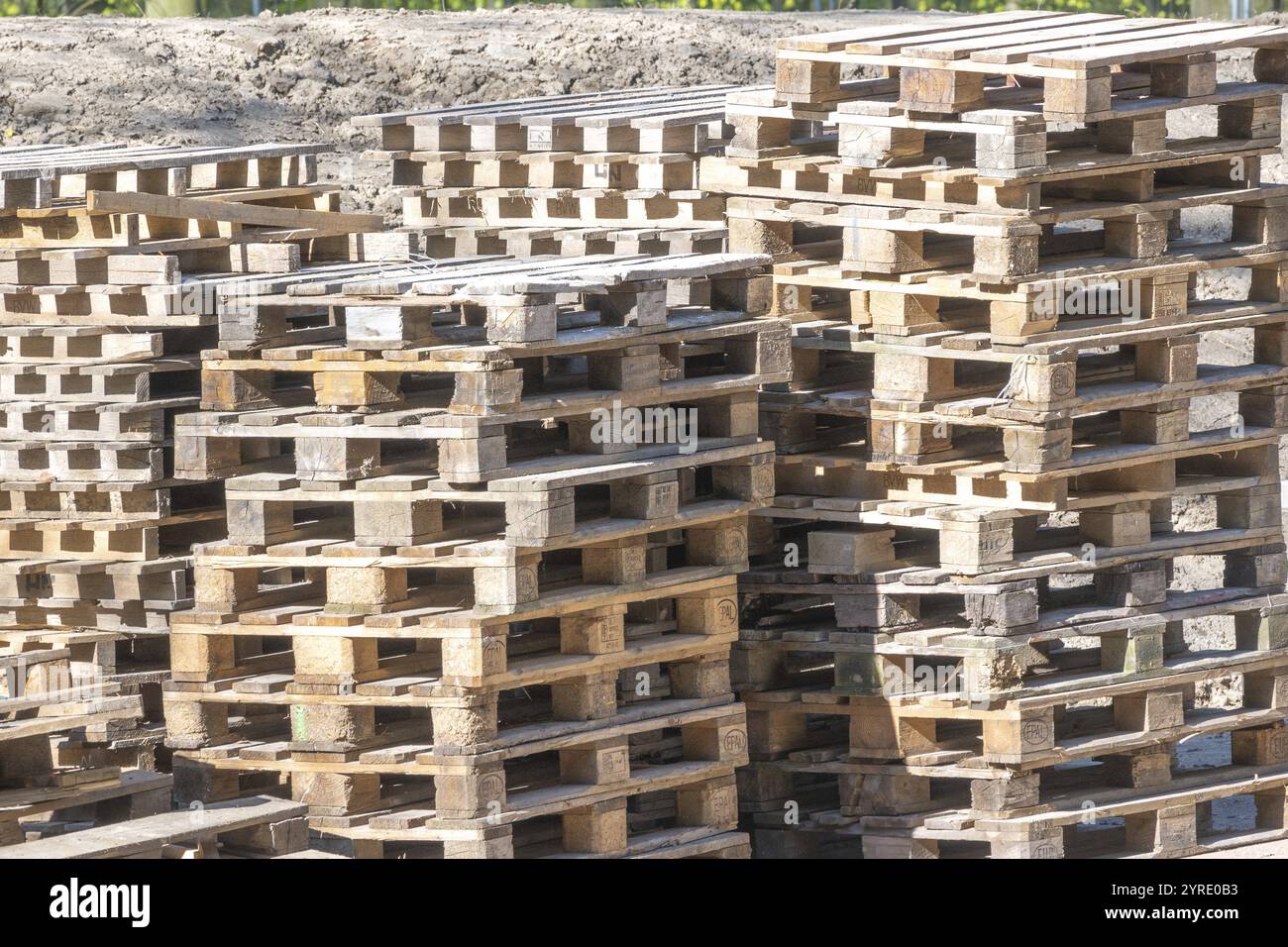A stack of old wooden pallets Stock Photo - Alamy