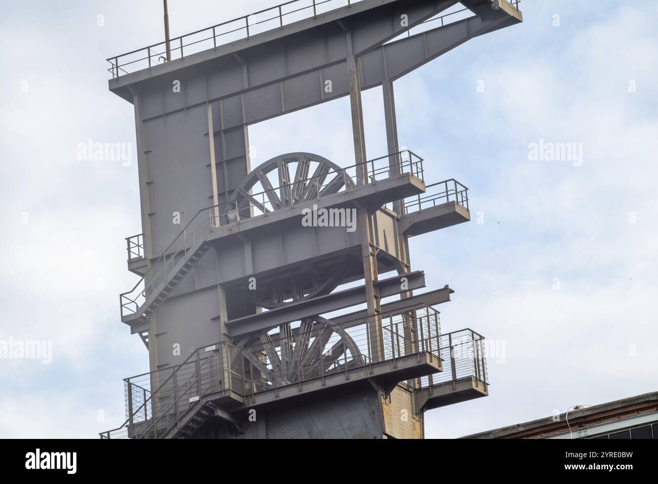 Coal mine winding tower, details Stock Photo - Alamy