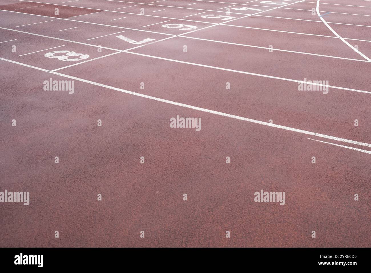 Wet synthetic track in the athletics stadium Stock Photo - Alamy