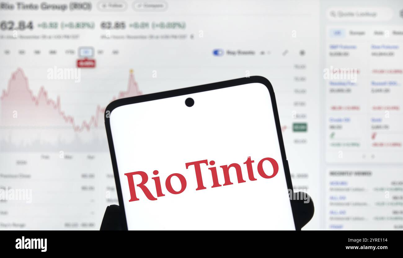 Dhaka, Bangladesh- 2 Dec 2024: Rio Tinto logo is displayed on ...