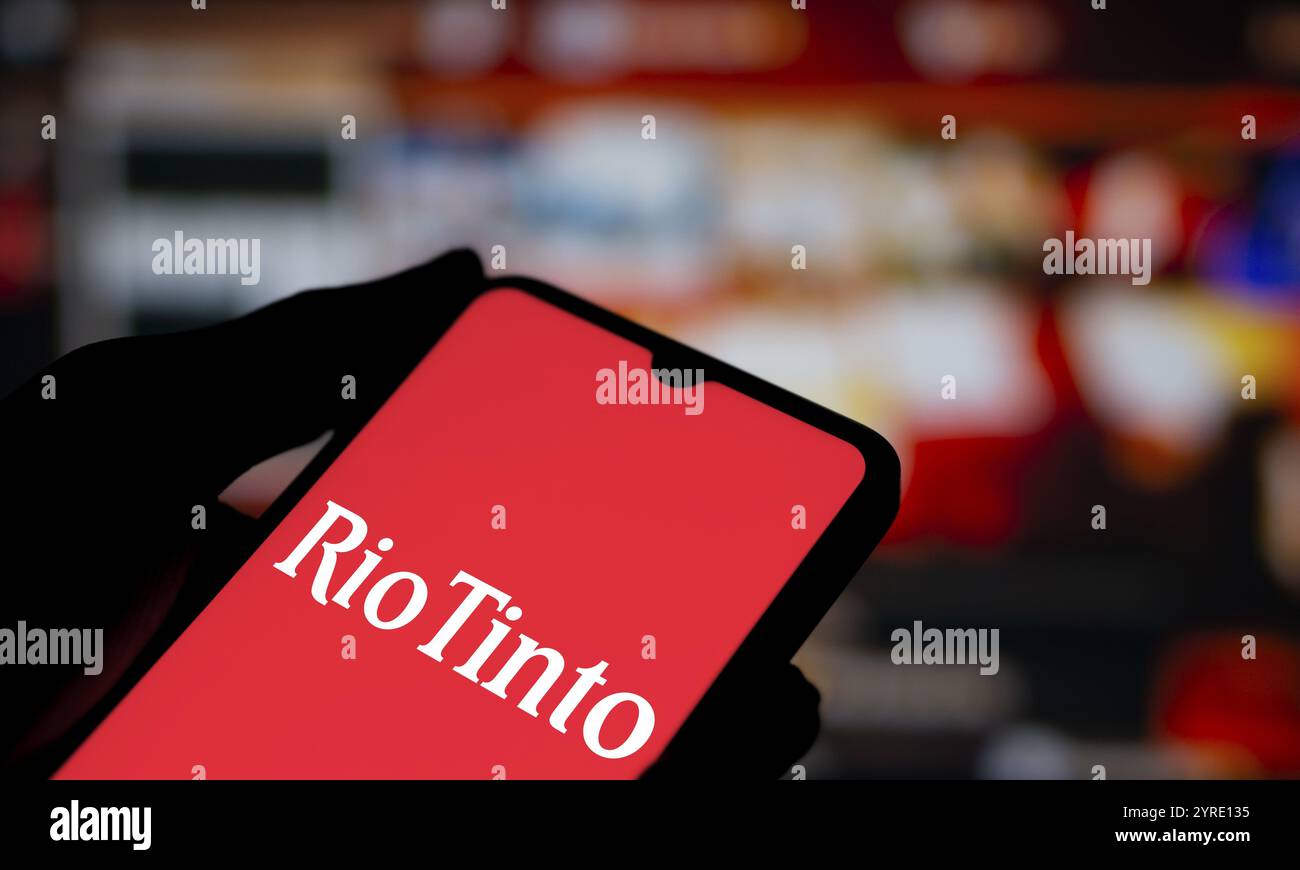 Dhaka, Bangladesh- 2 Dec 2024: Rio Tinto logo is displayed on ...