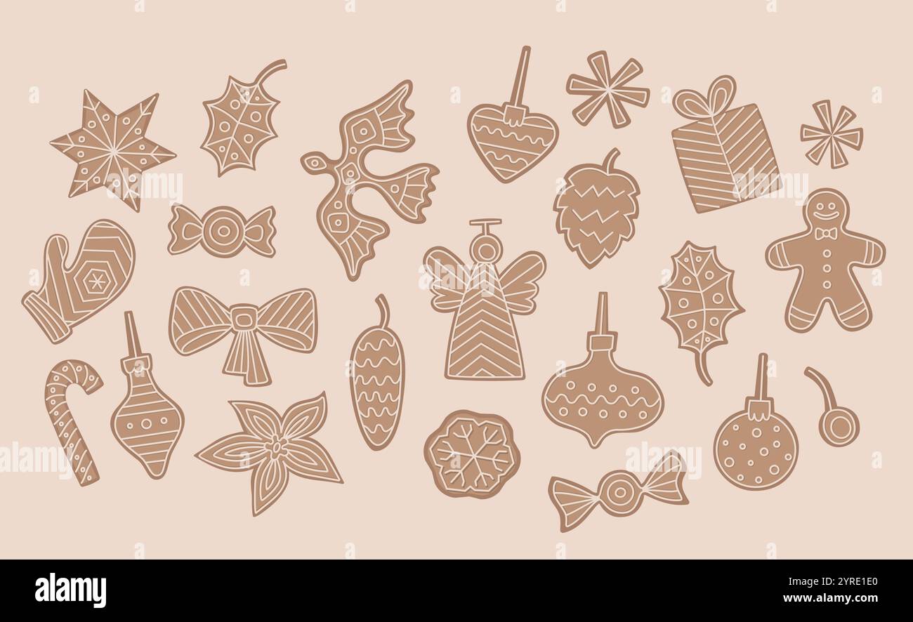 Christmas gingerbread cookie shapes. Winter homemade traditional bakery ...
