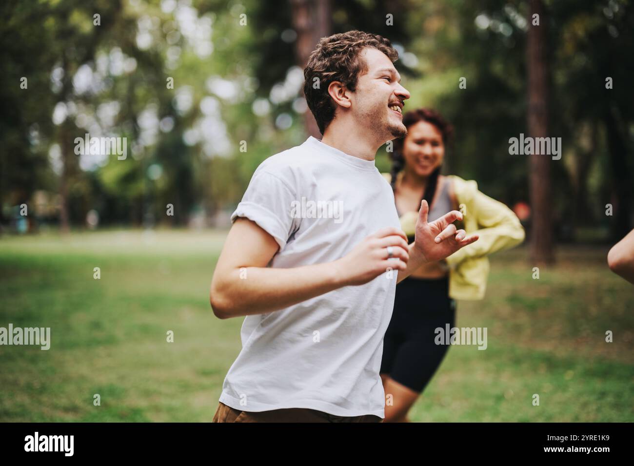 Group joyful students running hi-res stock photography and images - Alamy