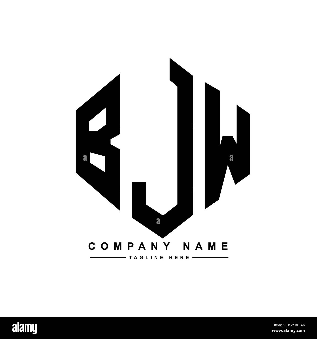 BJW letter logo design with polygon shape. BJW polygon and cube shape ...