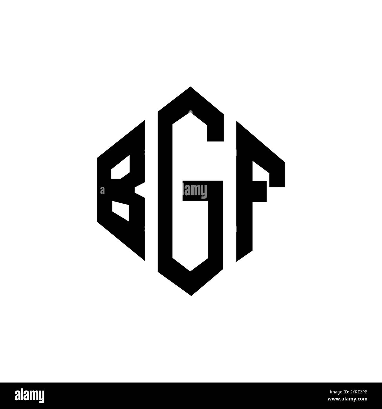 BGF letter logo design with polygon shape. BGF polygon and cube shape logo design. BGF hexagon ...
