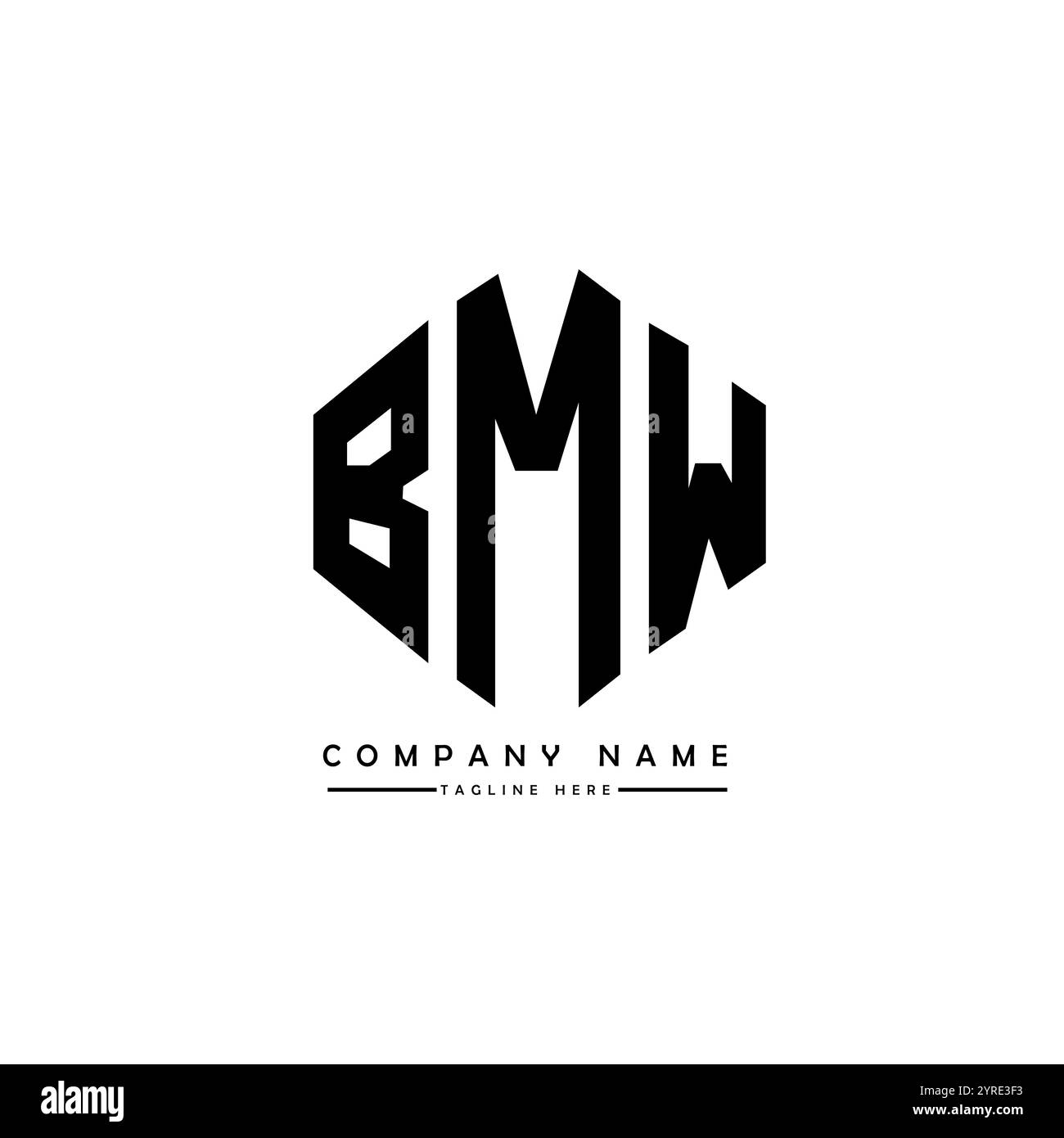 BMW letter logo design with polygon shape. BMW polygon and cube shape ...