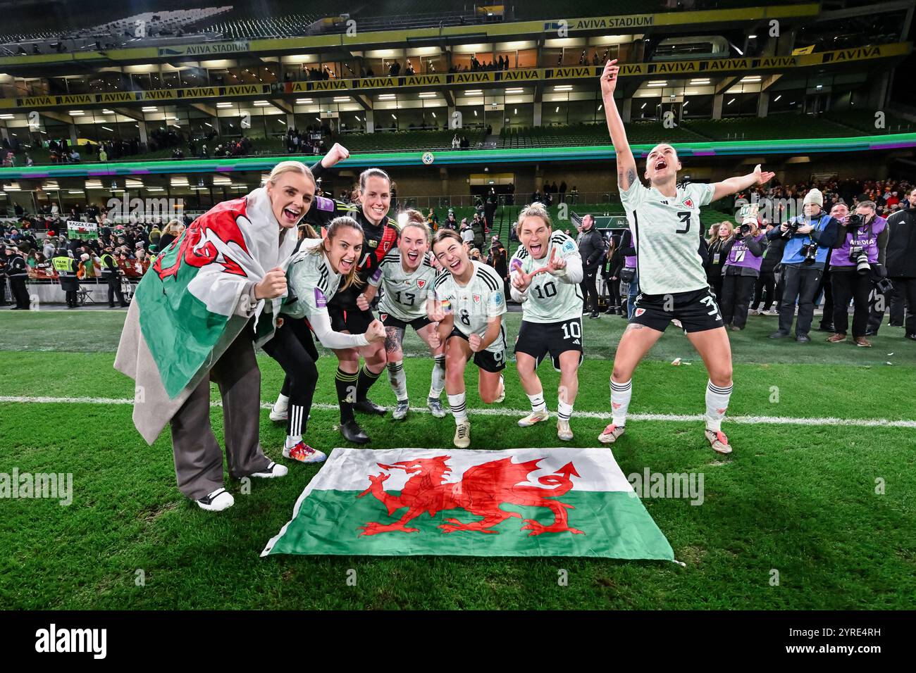 DUBLIN, Ireland. 03rd Dec, 2024. Wales' Sophie Ingle, Wales' Kayleigh ...