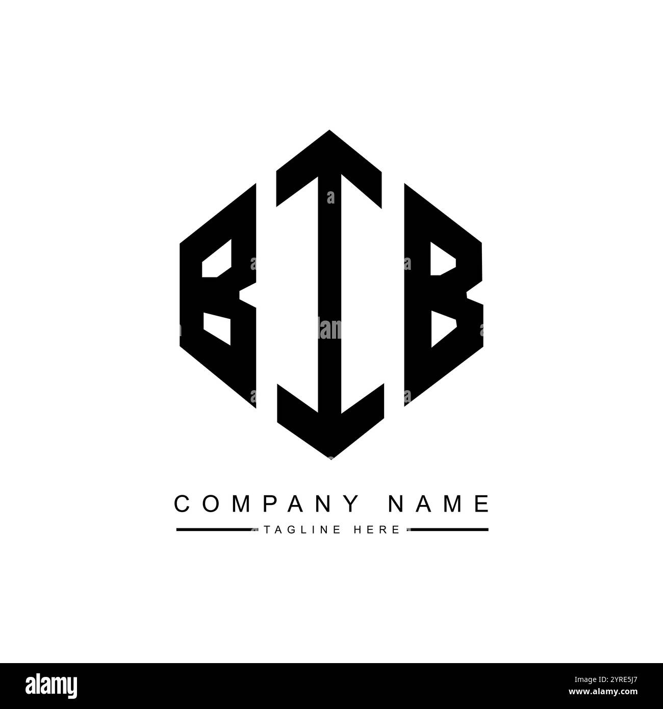 BIB letter logo design with polygon shape. BIB polygon and cube shape ...