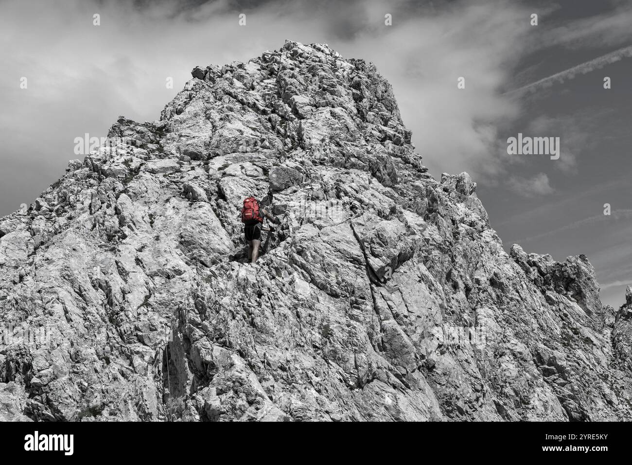 Scenic mountain ridge near summit of Špik peak. Triglav national park ...