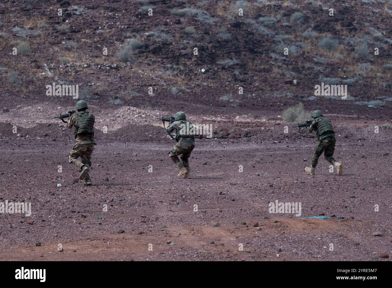 Djibouti military members assigned to the Rapid Intervention Battalion ...